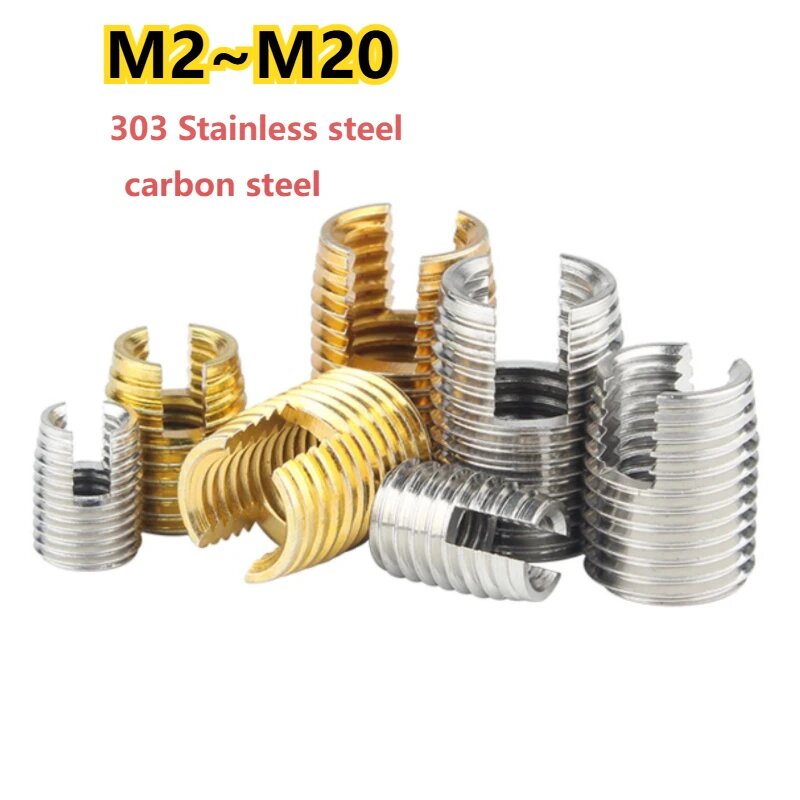 1-5 шт. M2 M2.5 M3 M4 M5 M6 M8 M10 M12 M14 M16 M18 M20 Саморезная резьбовая вставка Винтовая втулка Шлицевая резьба Ремонтная вставка