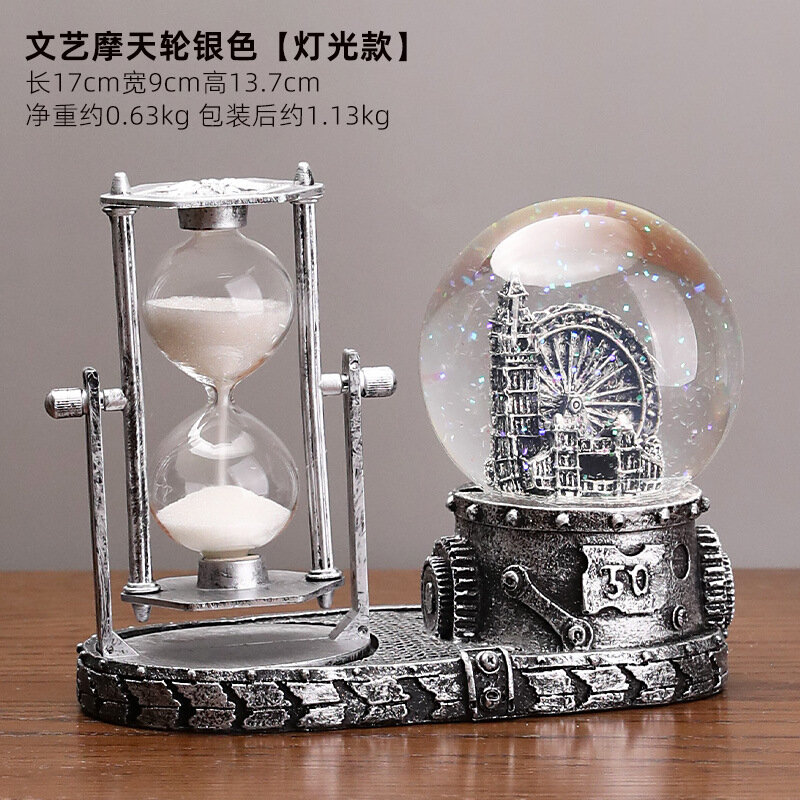 Песочные часы "Эйфелева башня", с хрустальным шаром, смоляные, ретро-серия "Астронавт"