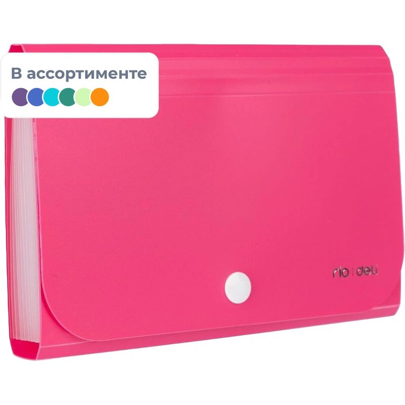 Папка органайзер Vivid на кнопке горизонтА6 12отдел РР 0,6мм ассортимE5561