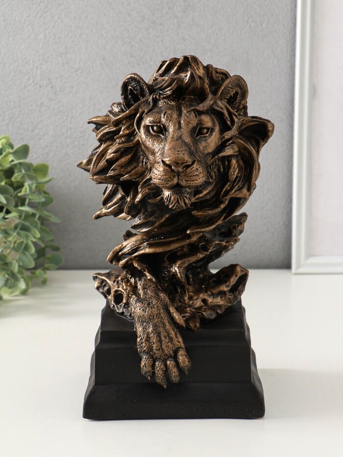 Копилка для денег «Лев на пьедестале», гипс, 31×18 см, под бронзу