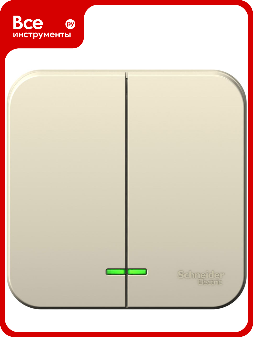 2-клавишный выключатель Systeme Electric Blanca наружный, Молочный, с подсветкой, 10А SE BLNVA105112, 10 А