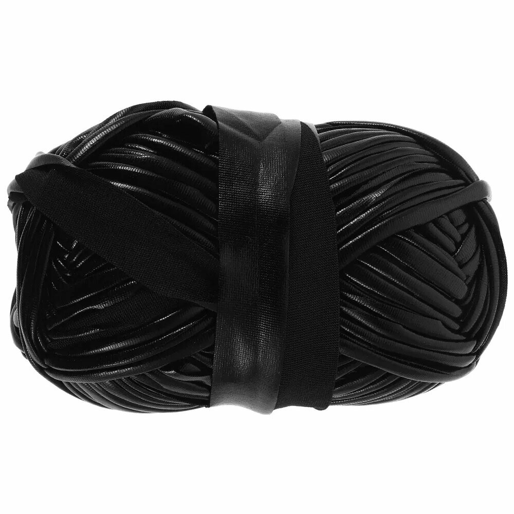 Рулон черной полиэстеровой пряжи под кожу для ручного вязания сумок