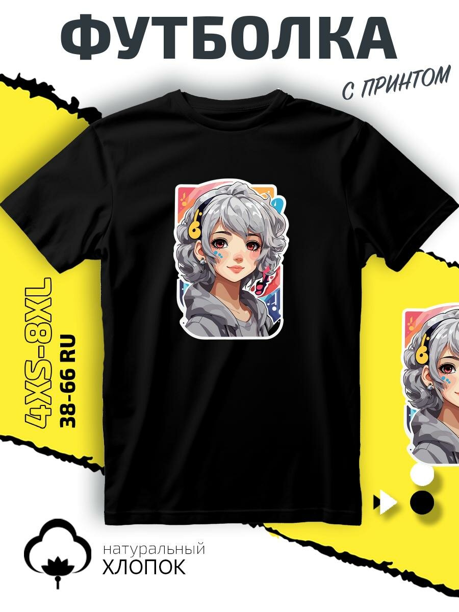 Футболка Аниме Девушка Музыка