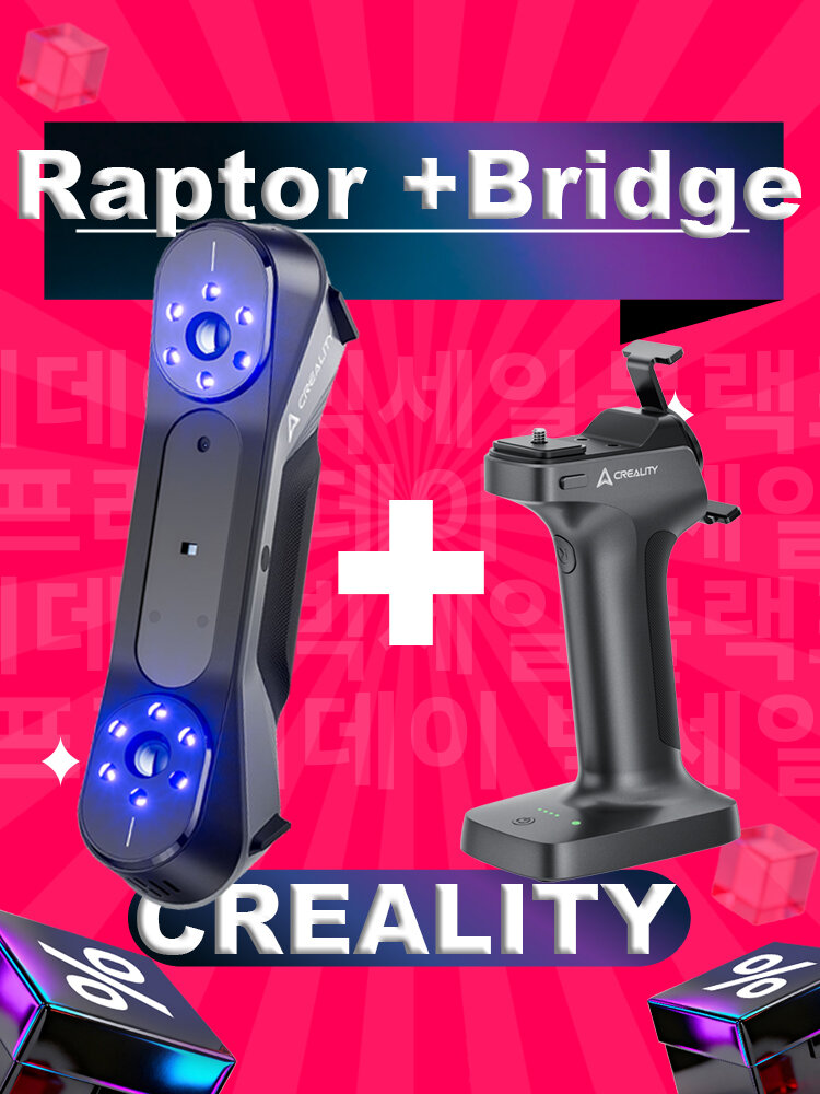 3D-сканер Creality CR-Scan Raptor + Bridge — комплект с беспроводным ручкой для 3D-печати — идеальная совместимость, портативность, свобода от кабелей