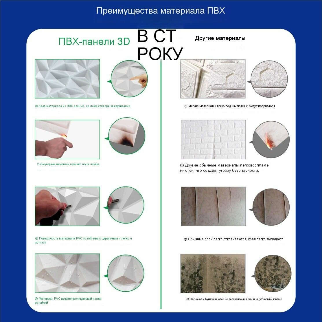 Водонепроницаемая, влагостойкая, устойчивая к плесени, ПВХ-материал, 3D фоновая наклейка на стену, декоративная доска 1шт. 30*30CM