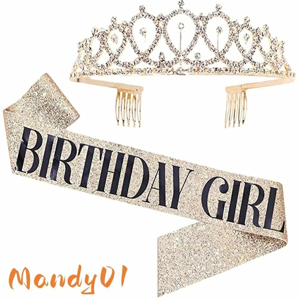 Короны на день рождения для женщин с кристаллами и лента на день рождения для девочек