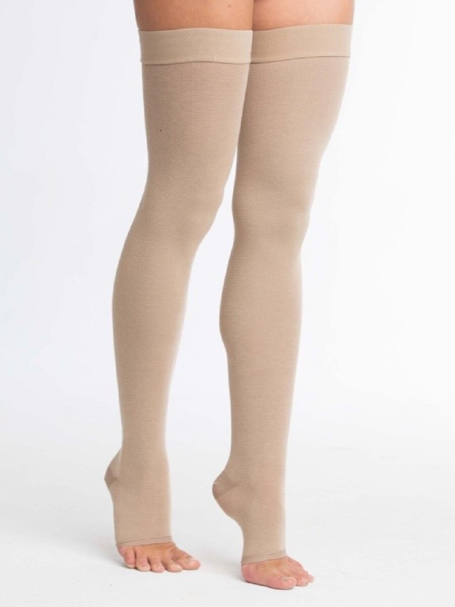 Чулки открытый мыс с силиконом до бедра Кремовый пара 18 23мм цк