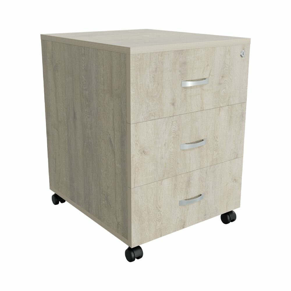 Тумба офисная / мобильная с 3 ящ. с замком ТФ210, р.400х480х570 мм, Дуб кронберг