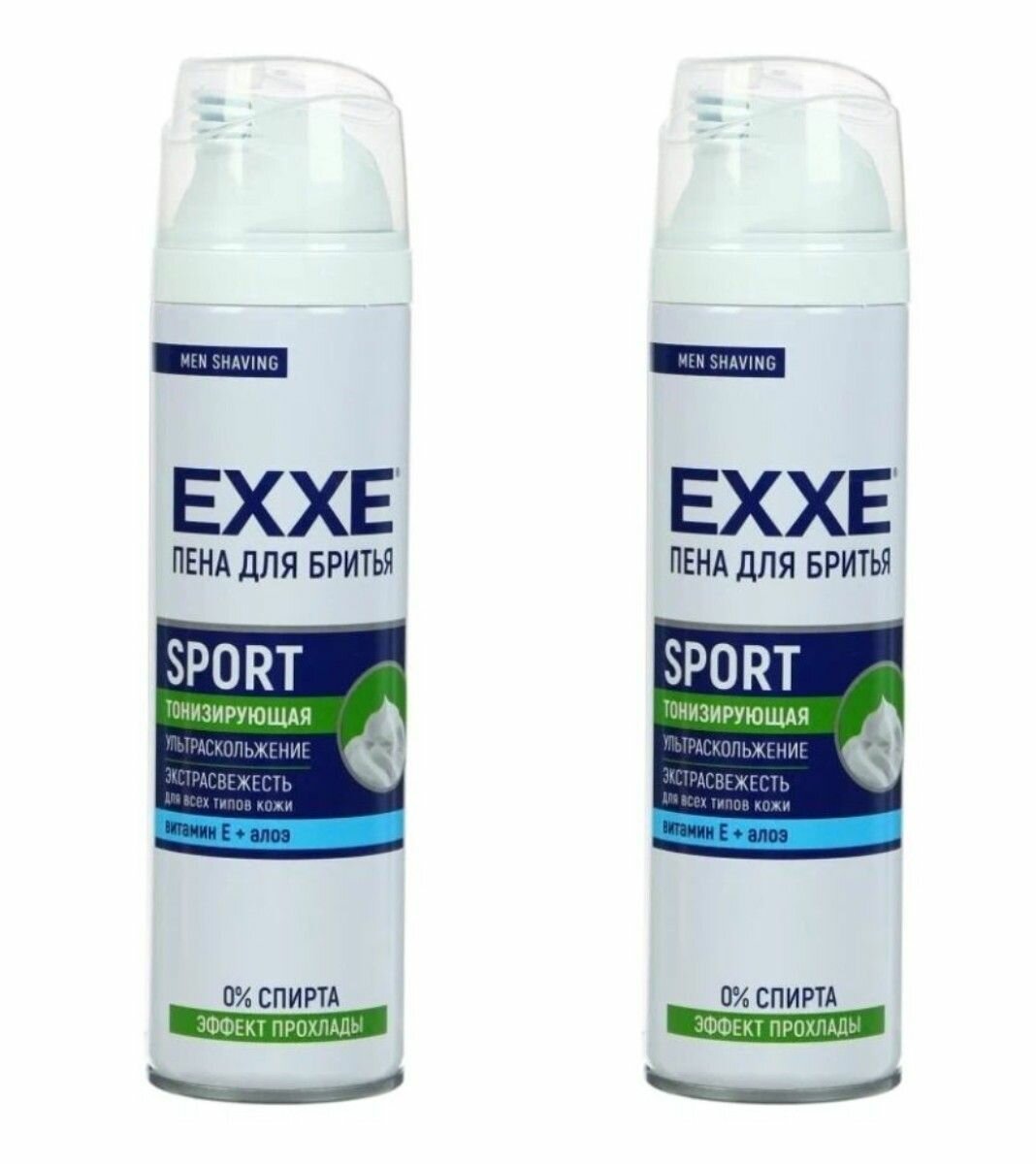 EXXE Пена для бритья мужская Sport Energy, Cool Effect, 200 мл, 2 шт
