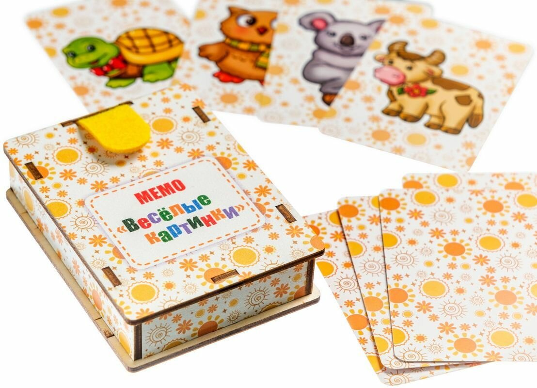 Набор карточек Smile Decor "Мемо "Веселые картинки", настольная мемори-игра для детей на развитие памяти, найди пару