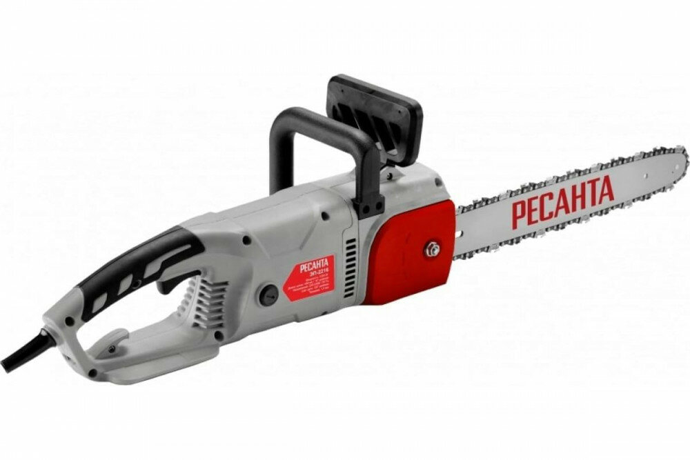 Пила цепная 2200вт длина шины 400мм 16" цепь 57 тормоз, смаз цепи ёмк. бака 110мл вес 5,49кг Ресанта ЭП-2216П 70/10/12