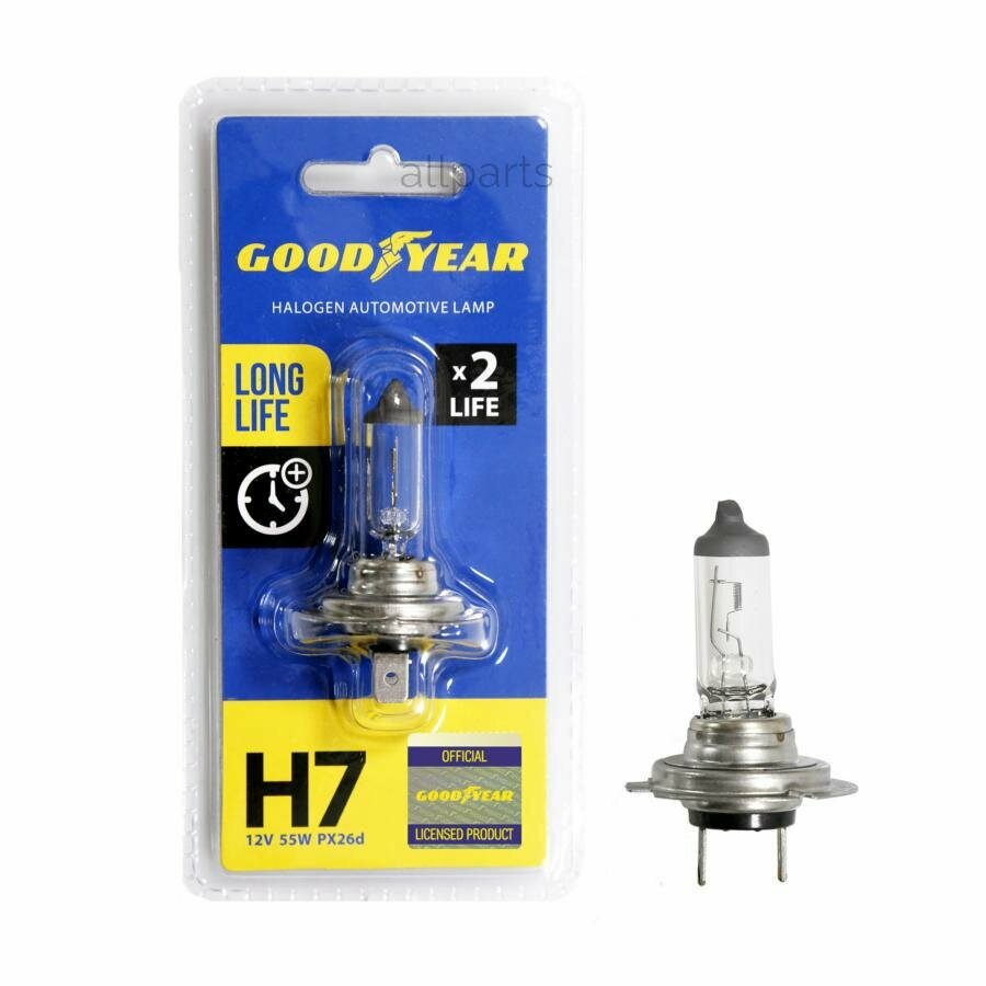 GOODYEAR GY017123 Goodyear Лампа автомобильная галогенная Н7 12V 55W PX26d Long Life (блистер) GY017123