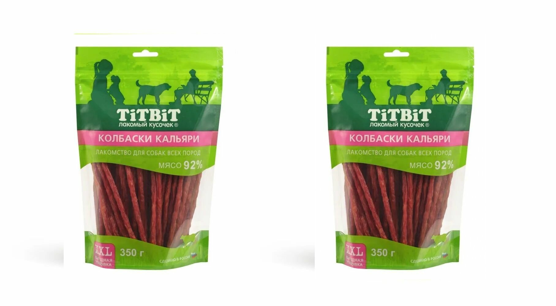 Titbit колбаски кальяри для собак, 350 г, 2 шт