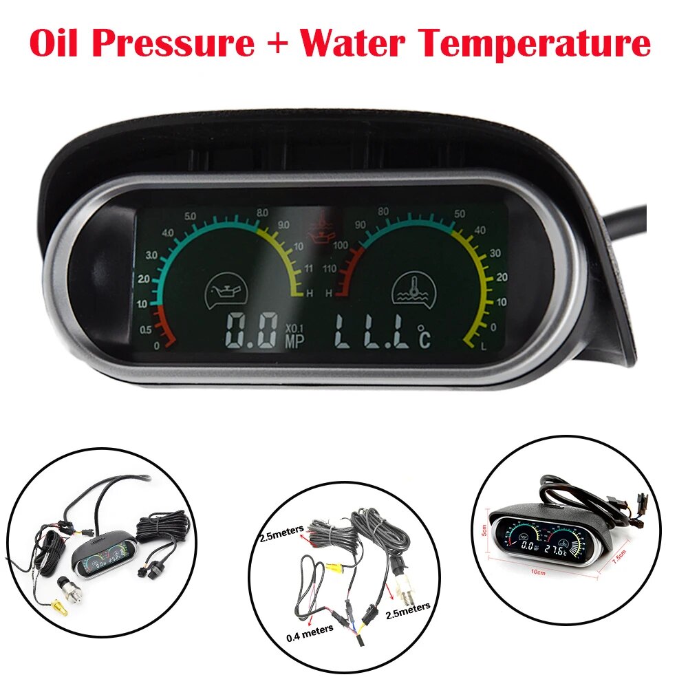 2 функции 12 В/24 В Универсальный датчик давления масла для грузовиков и автомобилей + набор датчиков температуры воды, датчик, индикатор давления масла BG0021 2 In 1