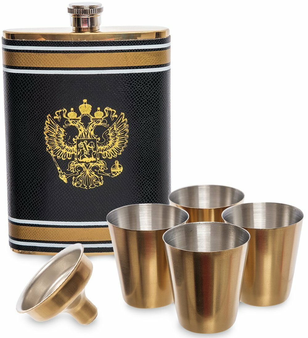 Подарочный набор фляжка 200 мл со стопками Герб A2138583