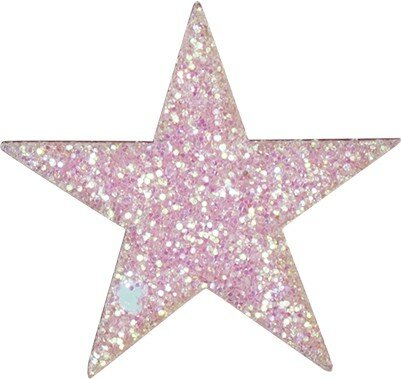 HKM 43001 Термоаппликация "Звезда розовая с блёстками маленькая", 3.4 х 3.1 см