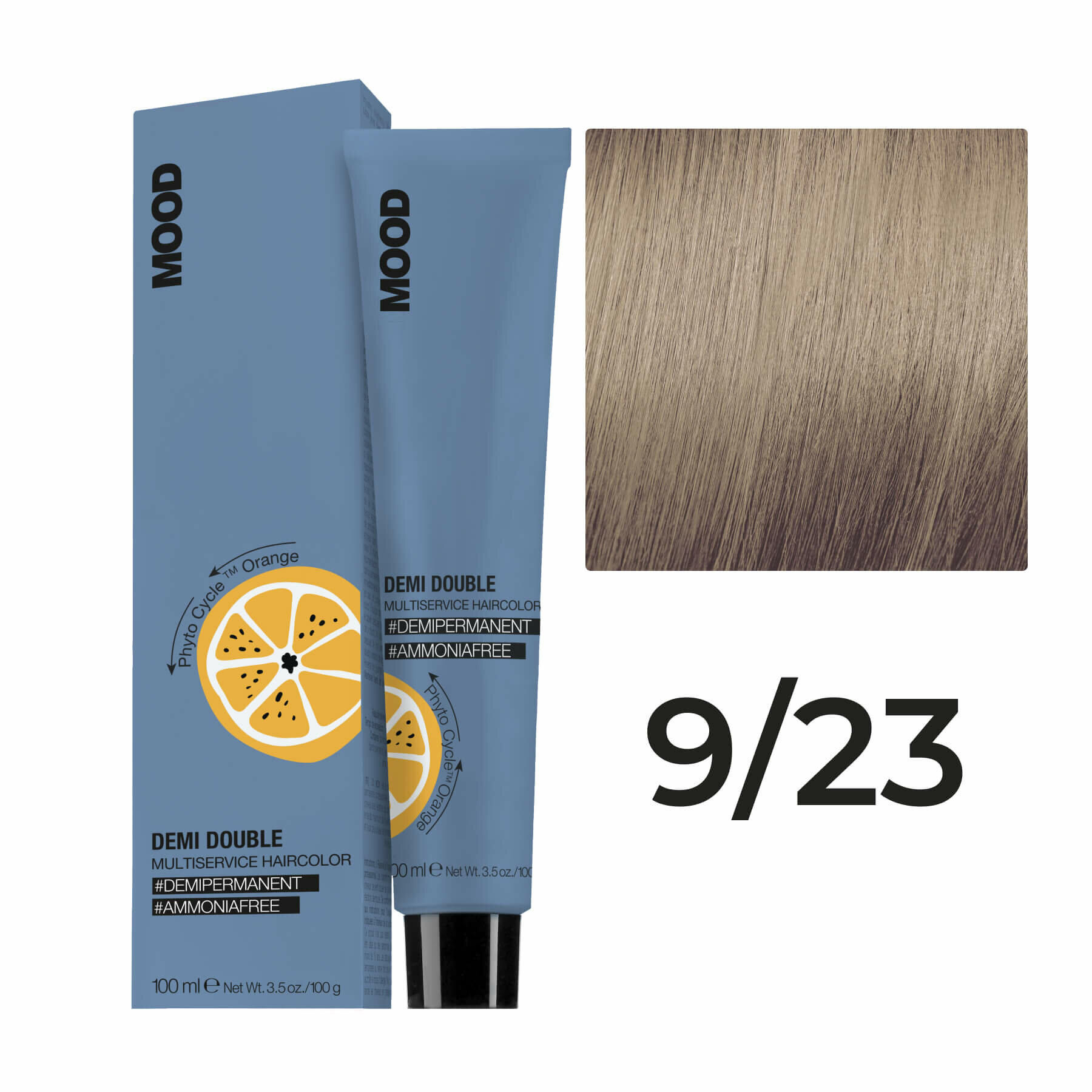 Краска для волос профессиональная без аммиака Mood Demi Double 9.23 Блонд Бежевый 100 мл