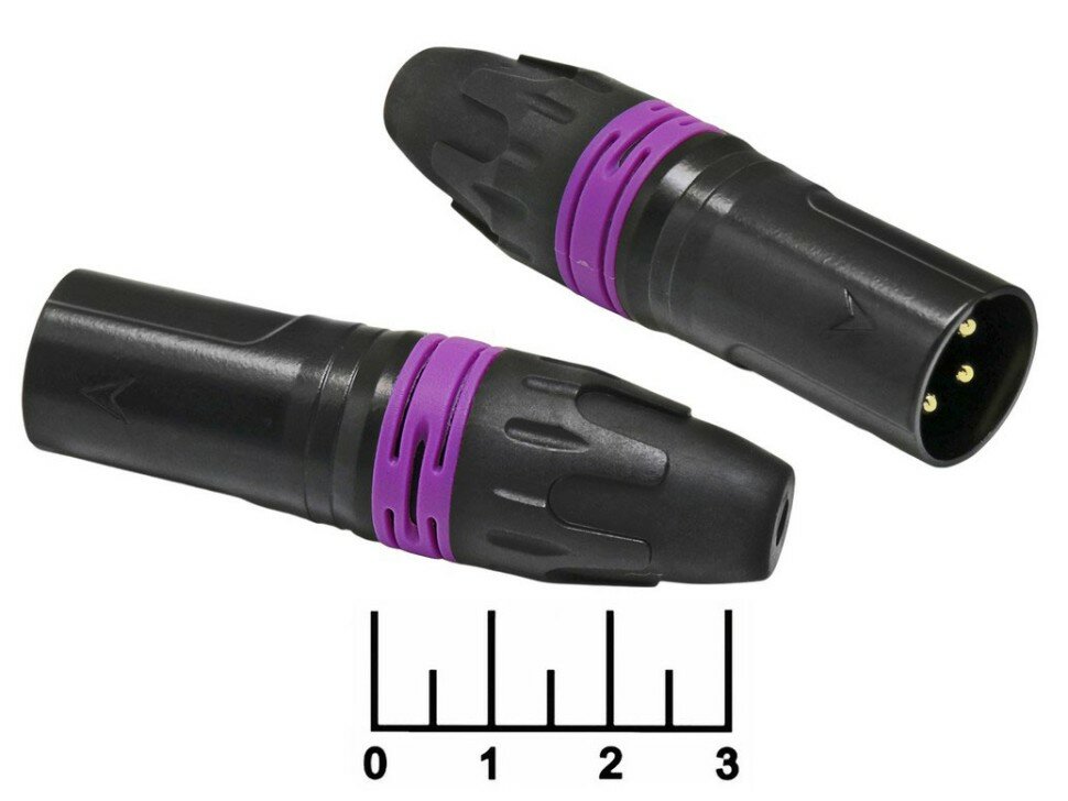 Разъем XLR штекер металл фиолетовый gold