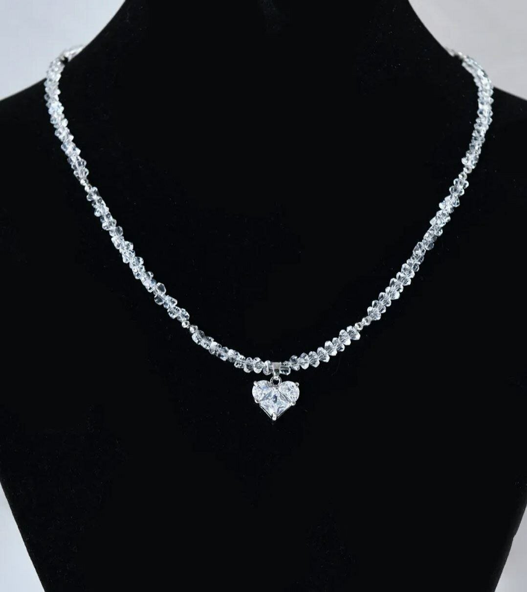 Колье, бисер, жемчуг имитация, шпинель