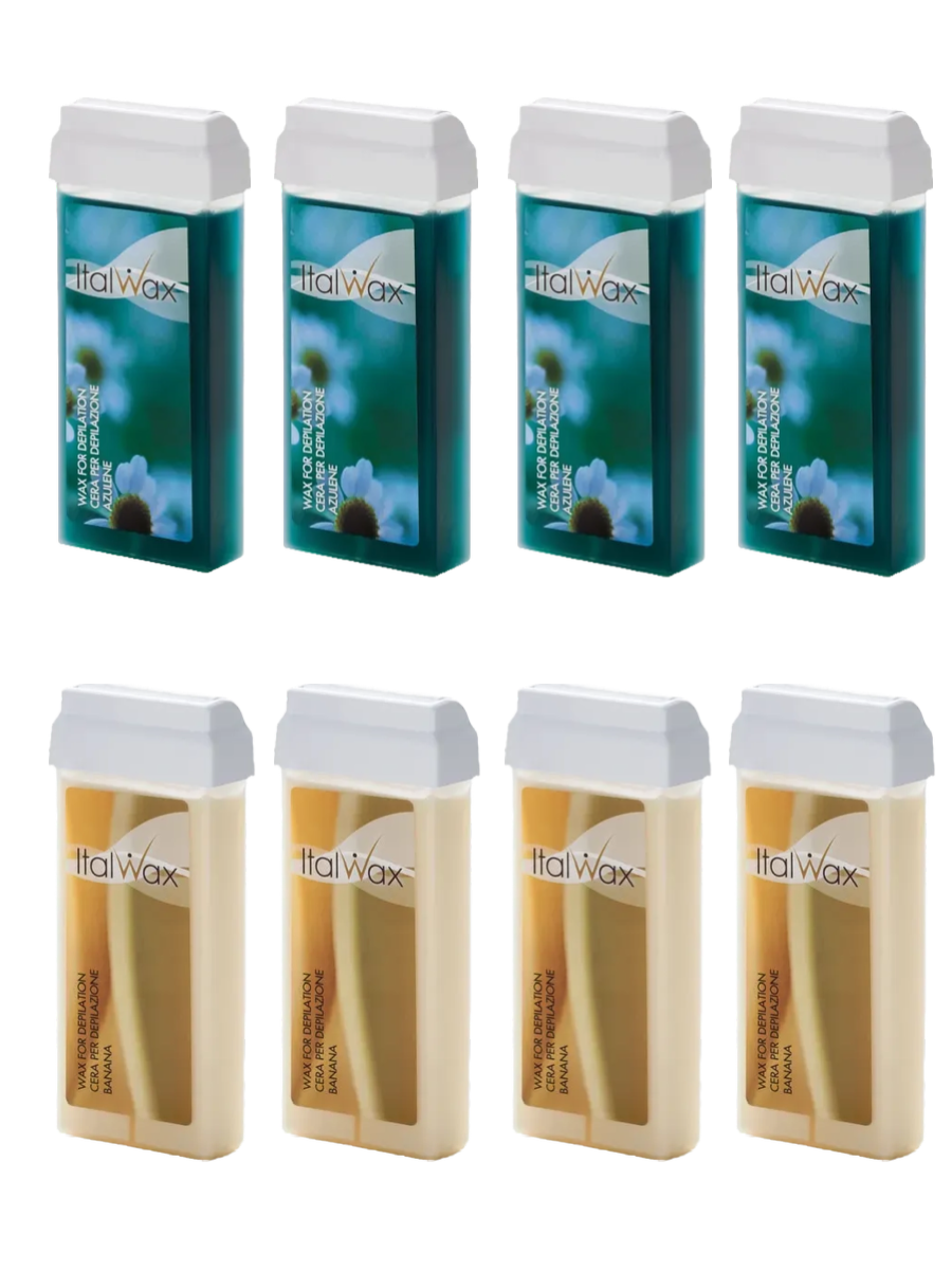 Воск в картридже ITALWAX NATURA набор из 8 шт по 100 мл, Азулен, Банан