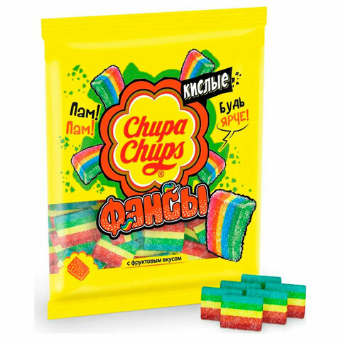 30 шт. Мармелад жевательный CHUPA CHUPS (Чупа-Чупс) "Кислые фансы", 70 г, пакет