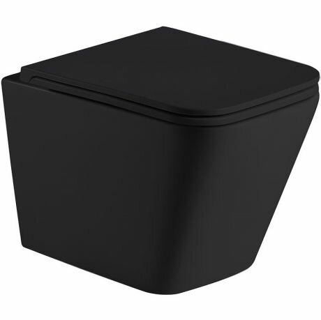 Унитаз подвесной WeltWasser Gelbach 043 GL BL, безободковый с сиденьем микролифт, черный глянцевый