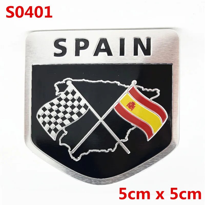 Алюминиевый флаг Испании, национальный флаг, щит, эмблема, значок, наклейка на мотоцикл, наклейка для Seat Leon Ibiza Ford Focus Fiesta Citroen VW S0401
