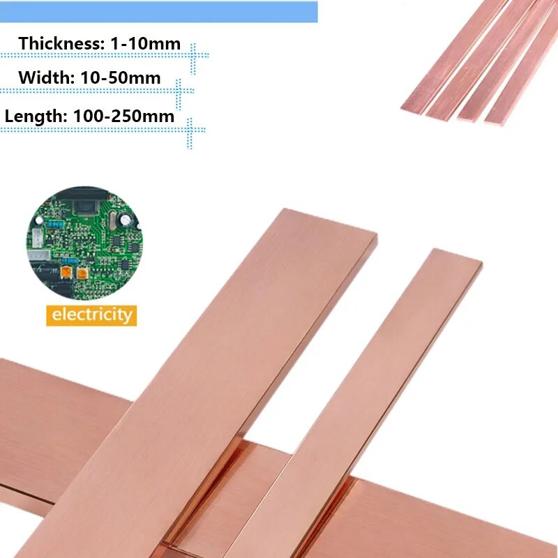 Медные плоские пластины и стержни из меди 1x15x250mm