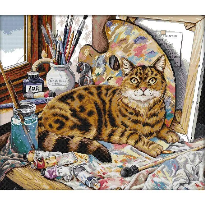 Мультяшный кот набор для вышивки крестом D770, 11CT HD Printed