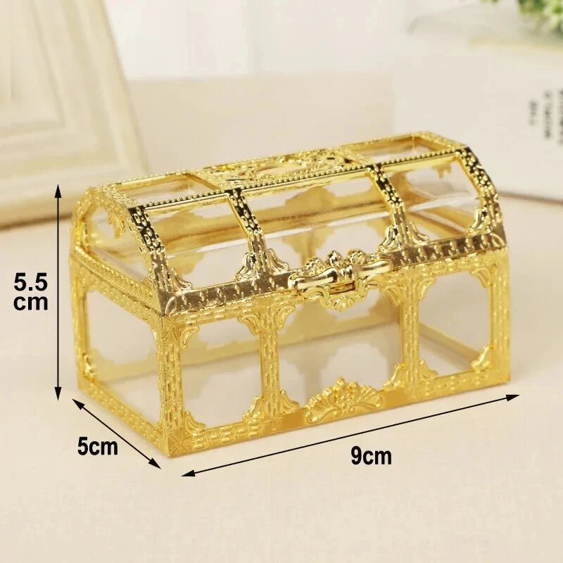 Золотой прозрачный ящик для хранения 9x5x5.5 см
