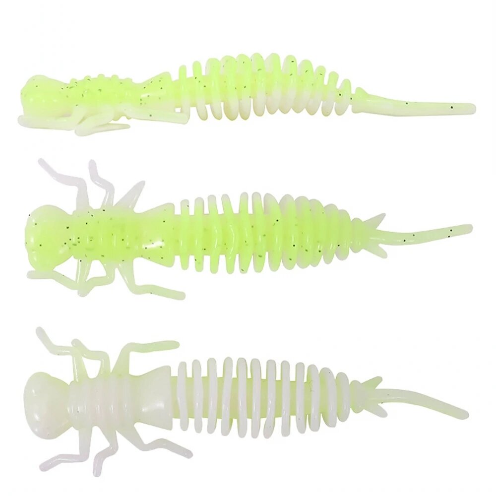 Силиконовые приманки-личинки стрекозы 55/75/100 мм Зеленый, 75mm 10pcs, ColorM