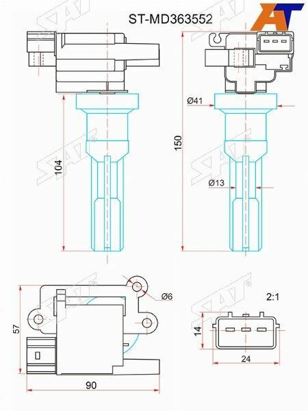 . SAT Катушка зажигания для MITSUBISH AIRTREK/OUTLADER CU2W 02-06/RVR N73WG 97-02 4G63
