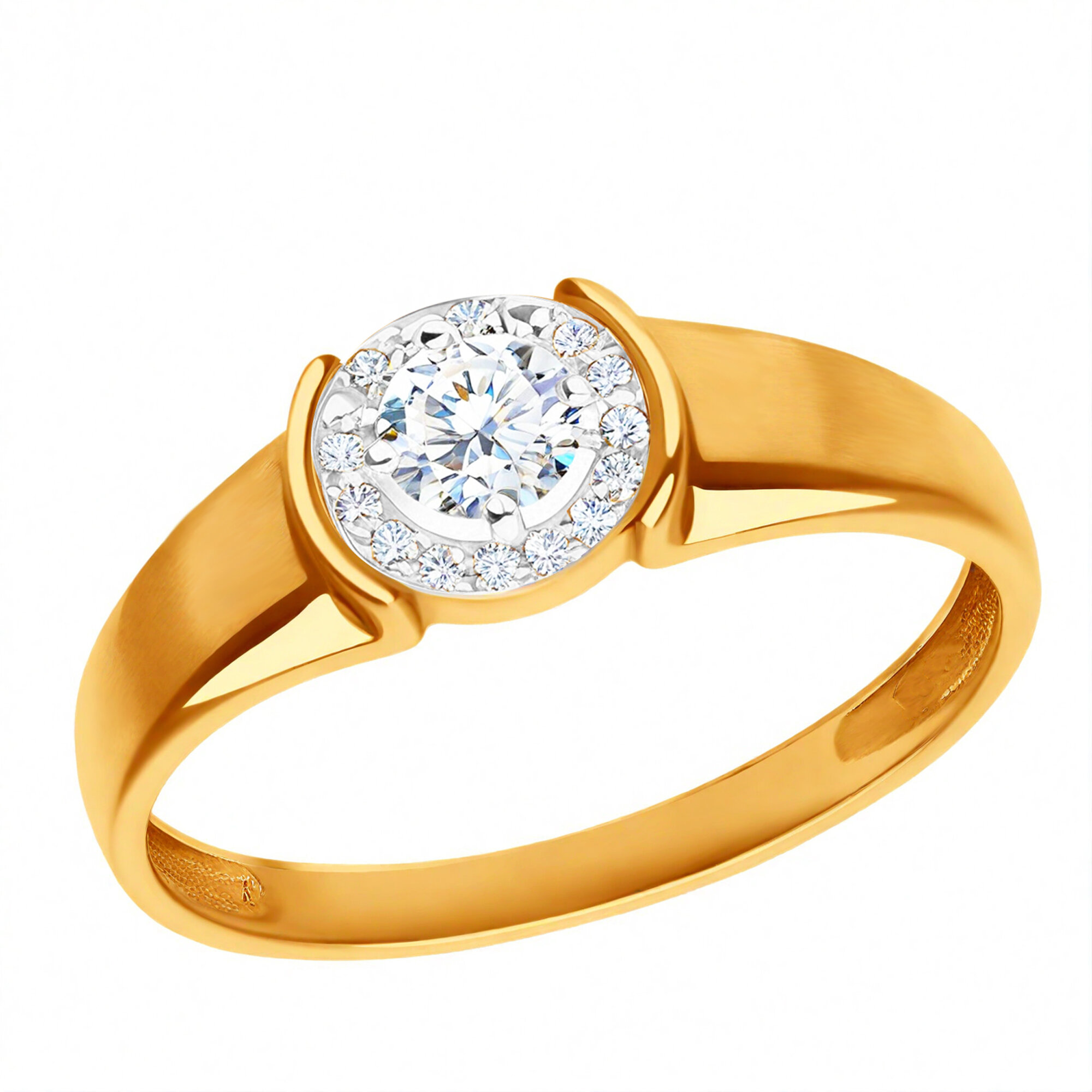 Кольцо, красное золото, 585 проба, фианит