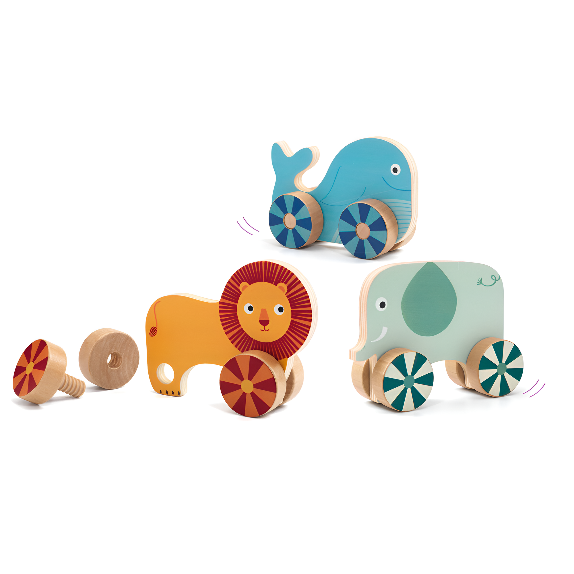 Развивающая игра DJECO Прикрути колёса, деревянные фигурки, 01684/18