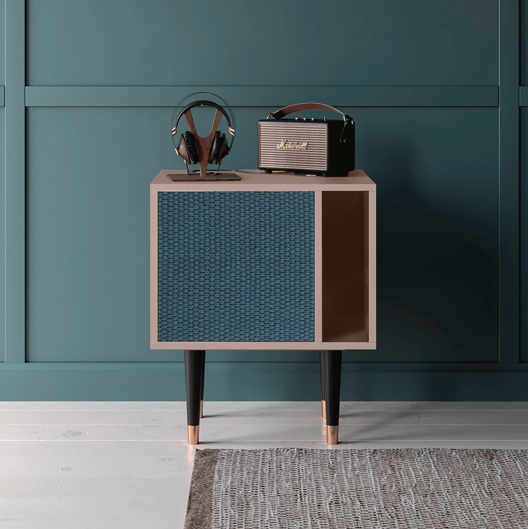 Прикроватная тумба - STORYZ - S2 Knitted Pattern, Размер - 58 x 69 x 48 см, Цвет - Бежевый