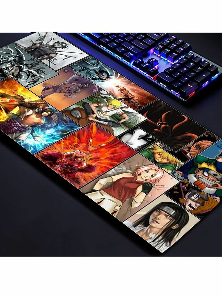 Коврик для мыши NARUTO SHIPPUDEN, нескользящий, прошитые края, аниме-дизайн, 40х90 см