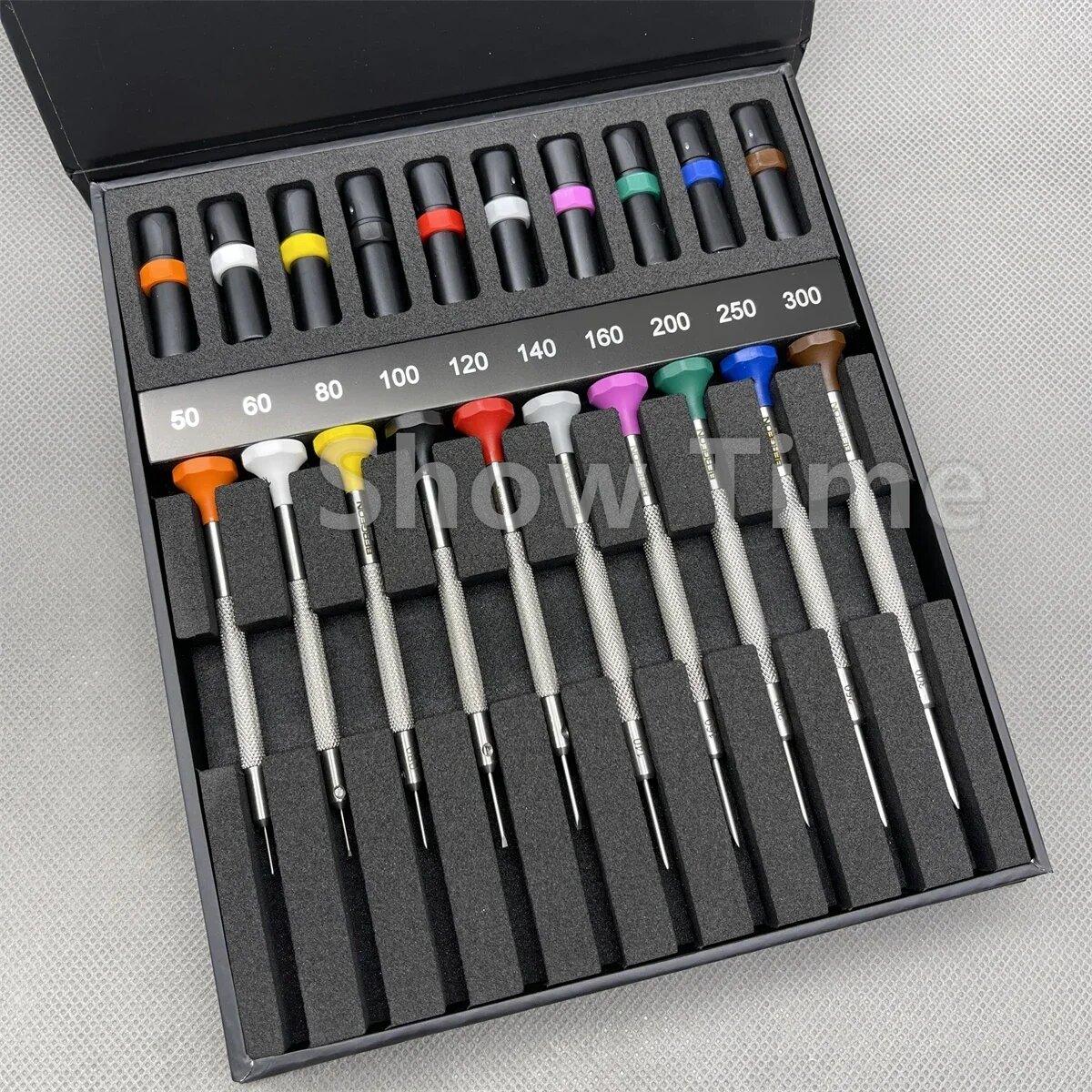 Bergeon 30081-AC10 Ассортимент из 10 эргономичных отверток для часовщиков из нержавеющей стали Набор инструментов для ремонта часов