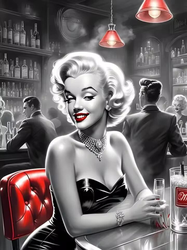 Алмазная мозаика на подрамнике "Мэрилин Монро" круглые бриллианты 40х50см