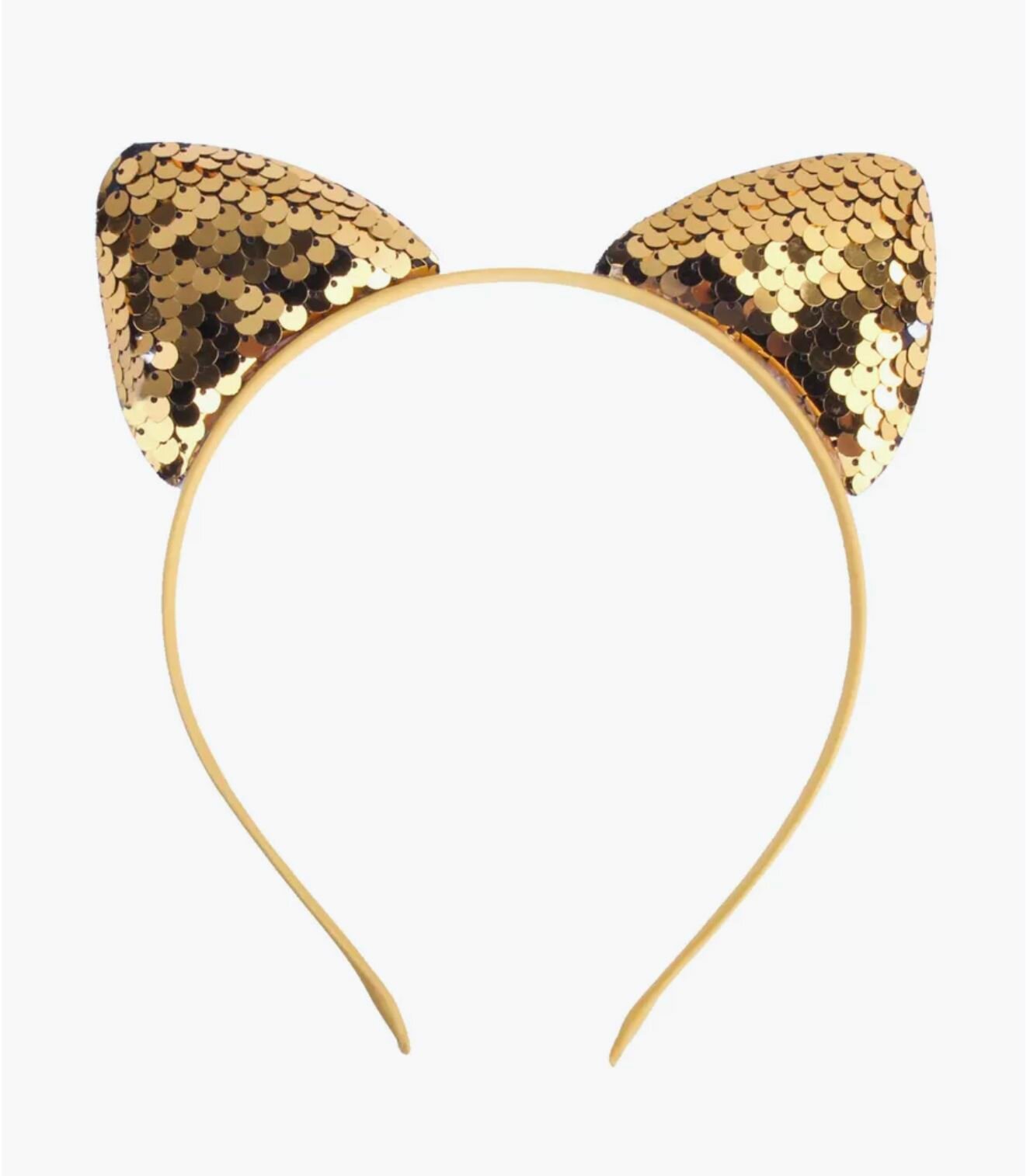 Золотой ободок с ушками кошки для девочек - милый ободок с пайетками