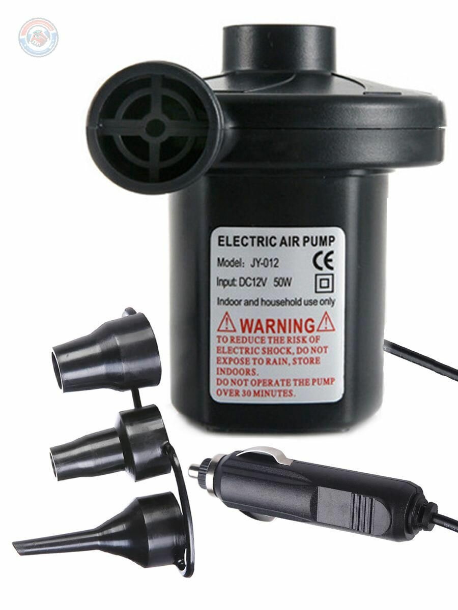 Электрический мини-насос для надувных матрасов, бассейнов, лодок и туризма с питанием от прикуривателя автомобиля