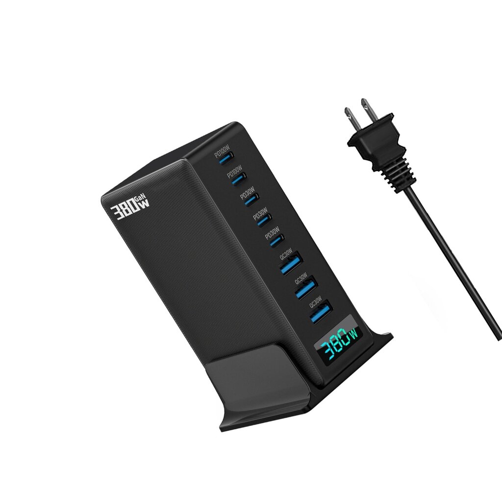 Комплект для подключения питания,380W многопортовый зарядное устройство на 8 портов 5C3U, настольная зарядная станция, американская версия - черный, комплект