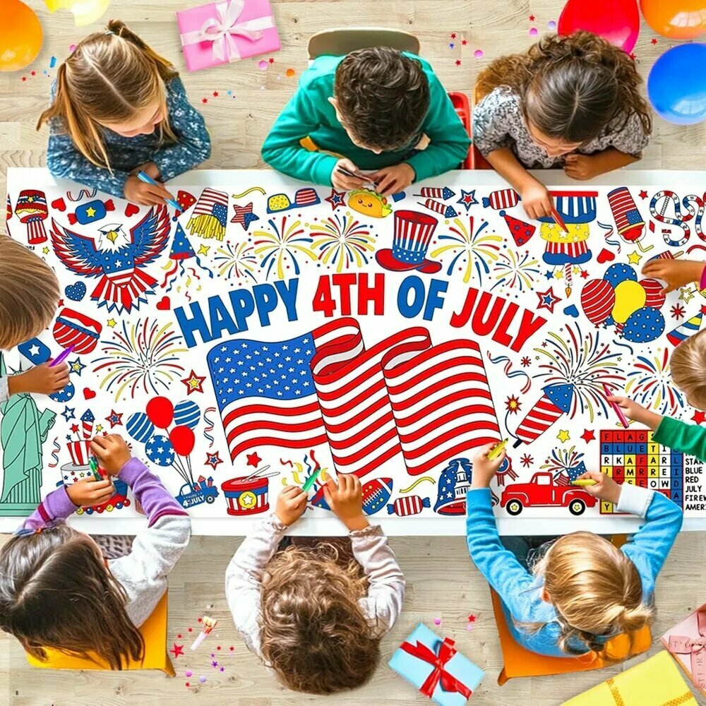 ZMLM Плакат для раскрашивания на 4 июля, искусство и поделки детей, бумажный баннер , подарки , игры и игрушки