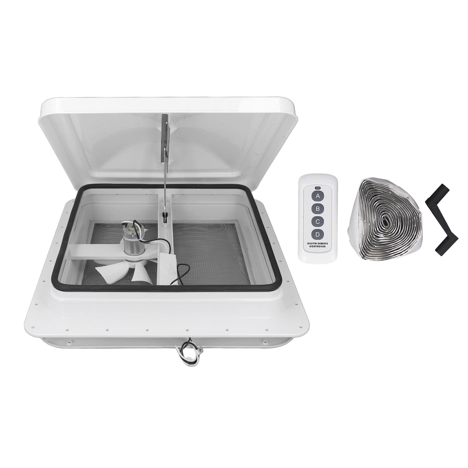 14-дюймовый крышный вентилятор с двигателем 12 В, реверсивный вытяжной вентилятор с дистанционным управлением для потолка прицепа на колесах