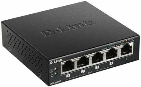 Коммутатор D-Link DGS-1005P DGS-1005P/B3A (L2) 1Гбит/с 4PoE 60W неуправляемый