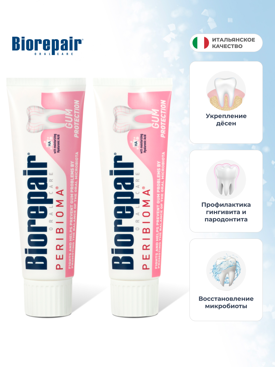 Зубная паста Biorepair Peribioma Gum Protection для защиты десен, 75 мл, 2 шт