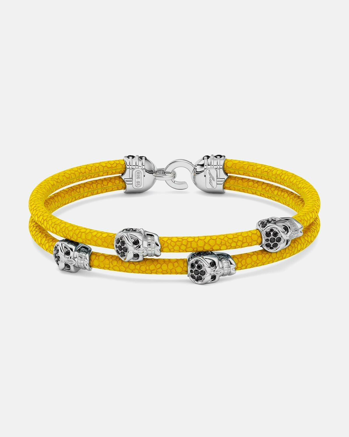 Браслет, серебро, 925 проба, родирование, кожа