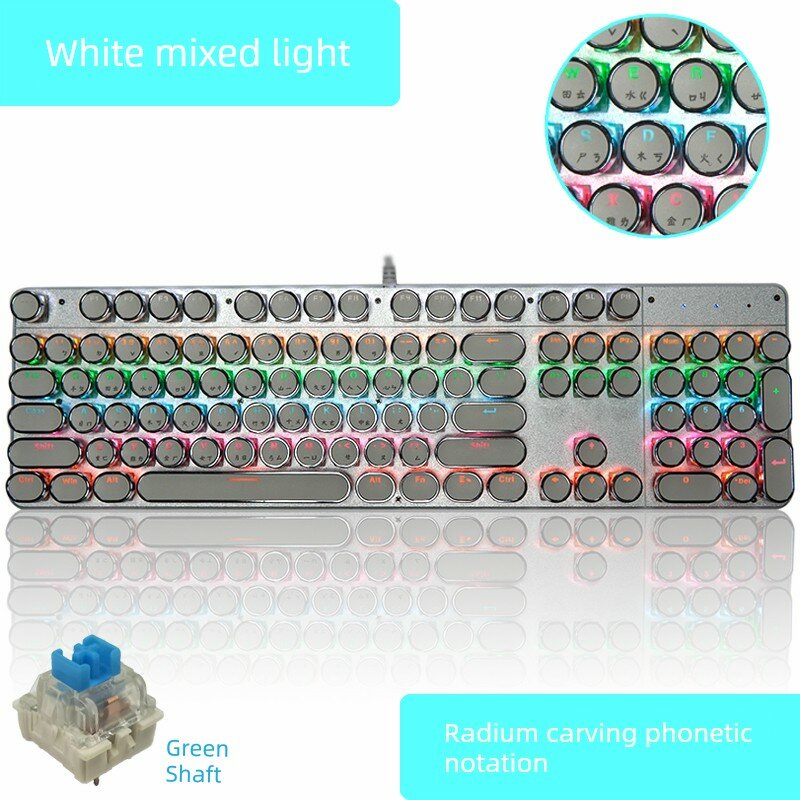 Механическая клавиатура в стиле стимпанк (Тайваньская фонетическая нотация), синие/черные переключатели, 87/104