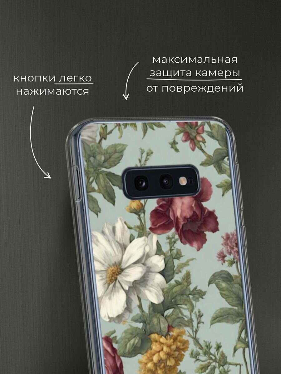 Чехол на Samsung Galaxy S10E / Самсунг Галакси S10E с принтом Акварельные красные цветы — фото 1