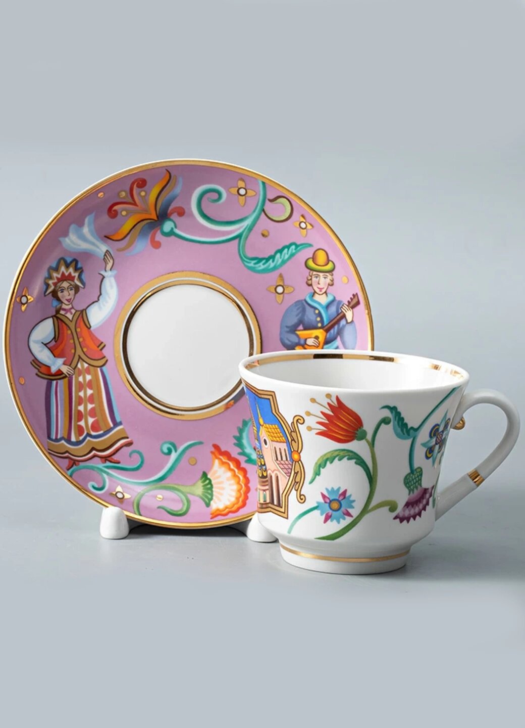 Чашка с блюдцем "Чудоград. Камаринская" Банкетная, 220 , Императорский фарфоровый завод