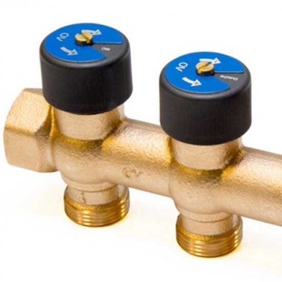Коллектор (гребенка) Oventrop 3/4" Multidis R 2, количество отводов-2, выход-3/4", бронза